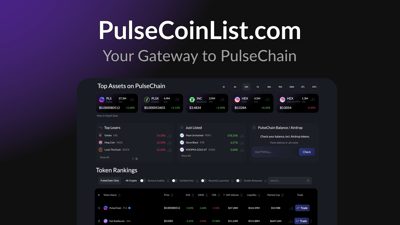 PulseCoinList | PulseChain Token Rankings, Live Prices, Portfolio ...