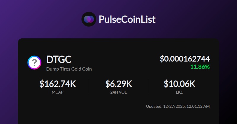 Dump Tires Gold Coin Price Today, DTGC to USD Live Price, Market Cap ...